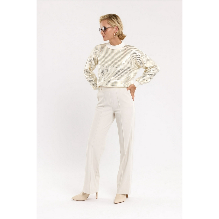 Studio Anneloes broek Rae shiny bonded off white - Newlands Casuals